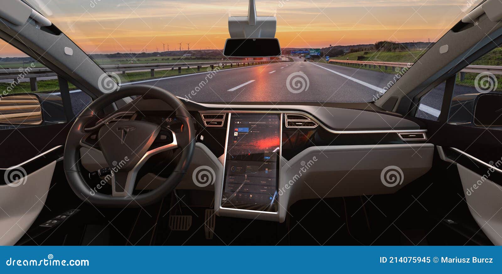 View from Inside a Tesla X Electric Car on the Highway Editorial Image ...