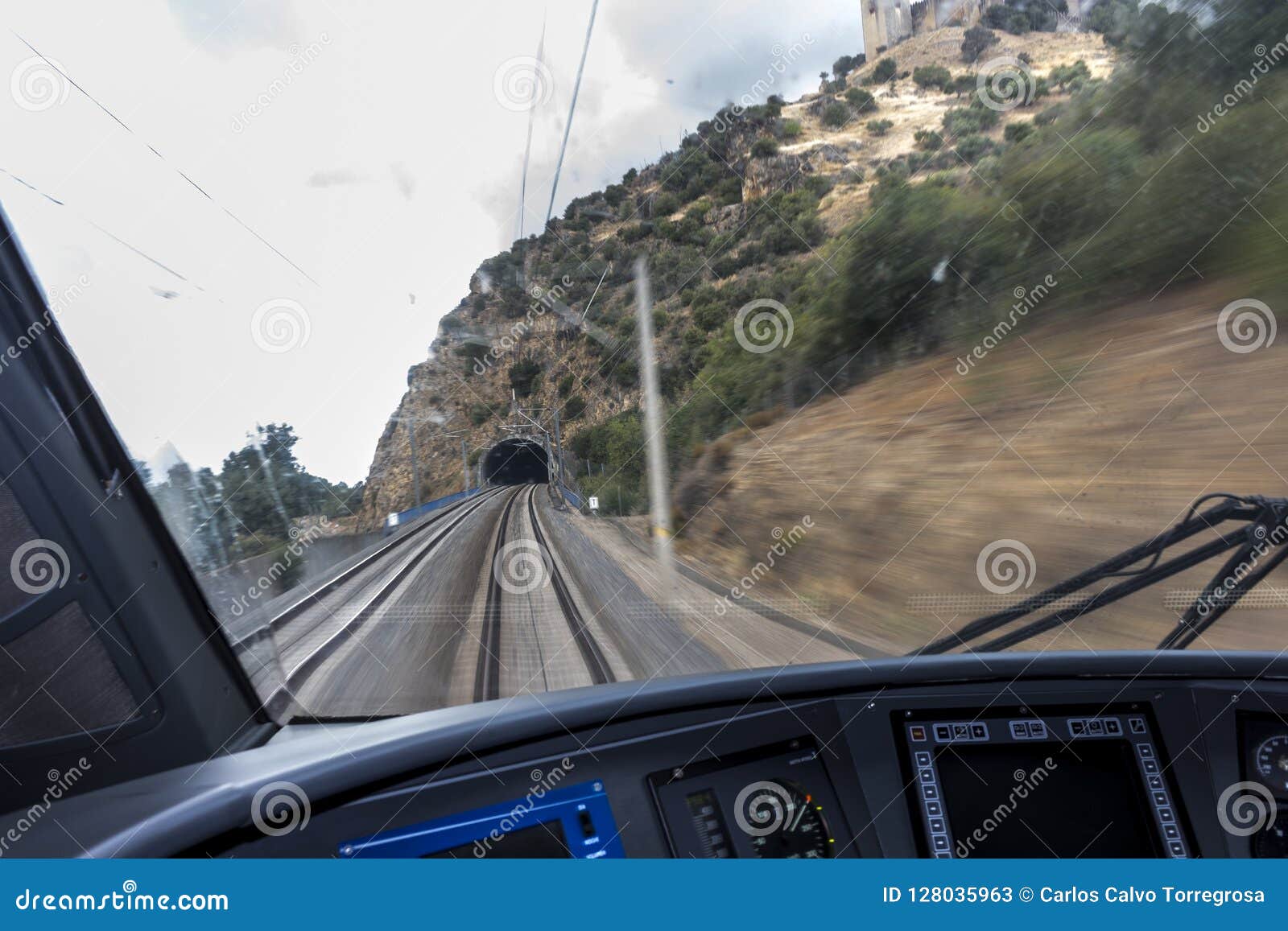 Train entering tunnel stock image. Image of scenic, machine - 128035963