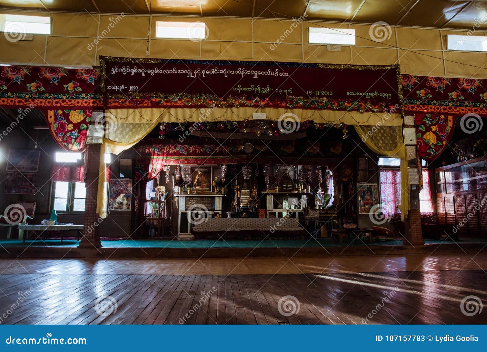 Inside a Wooden Monastery in Myanmar Burma Stock Image - Image of ...