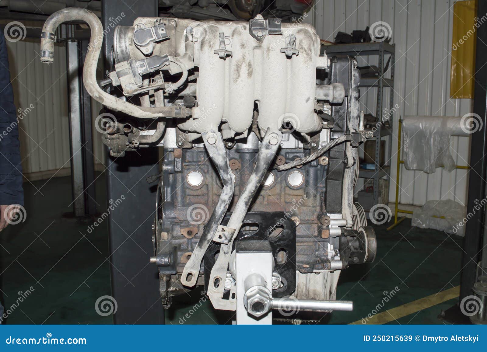 View from the Intake Manifold Side of the Assembled Car Engine ...