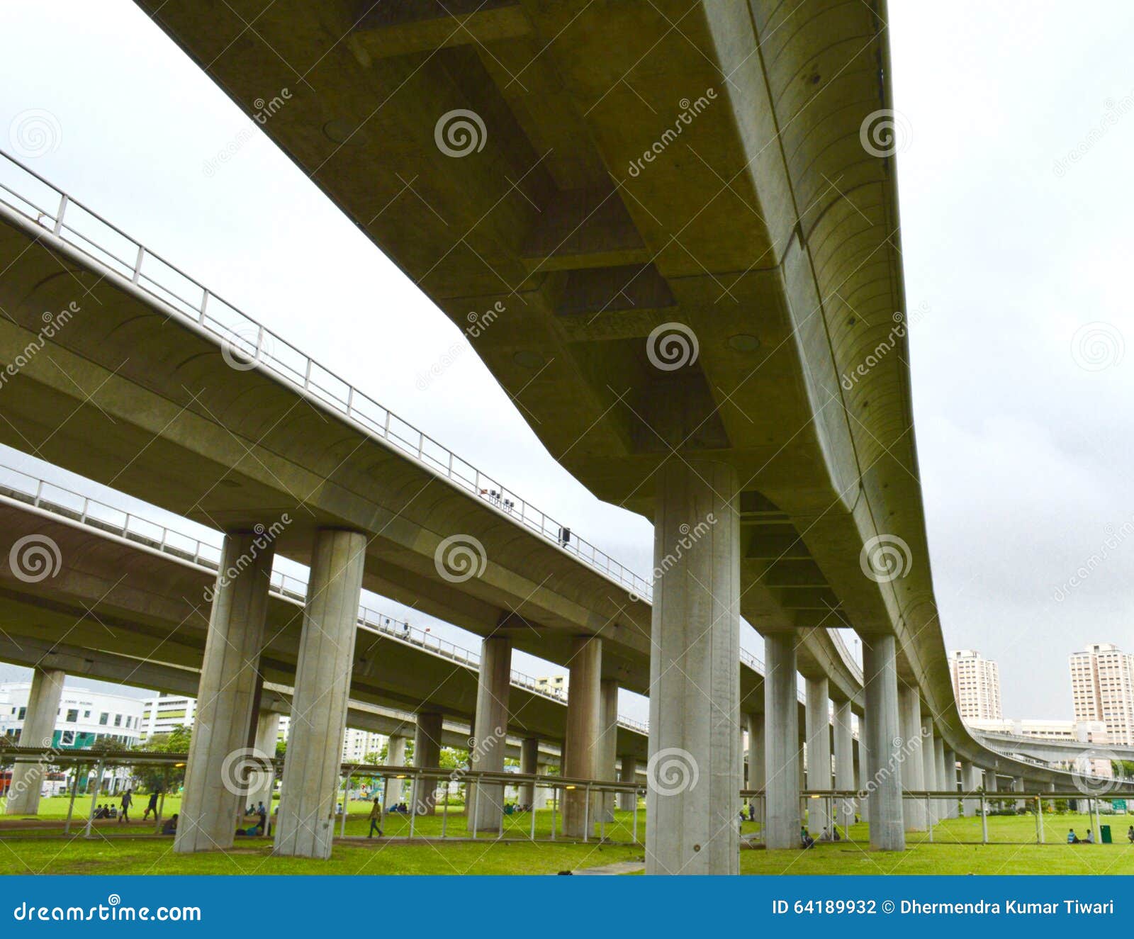 View of Interchange Train Overpass and Green Field in Singapore Stock ...