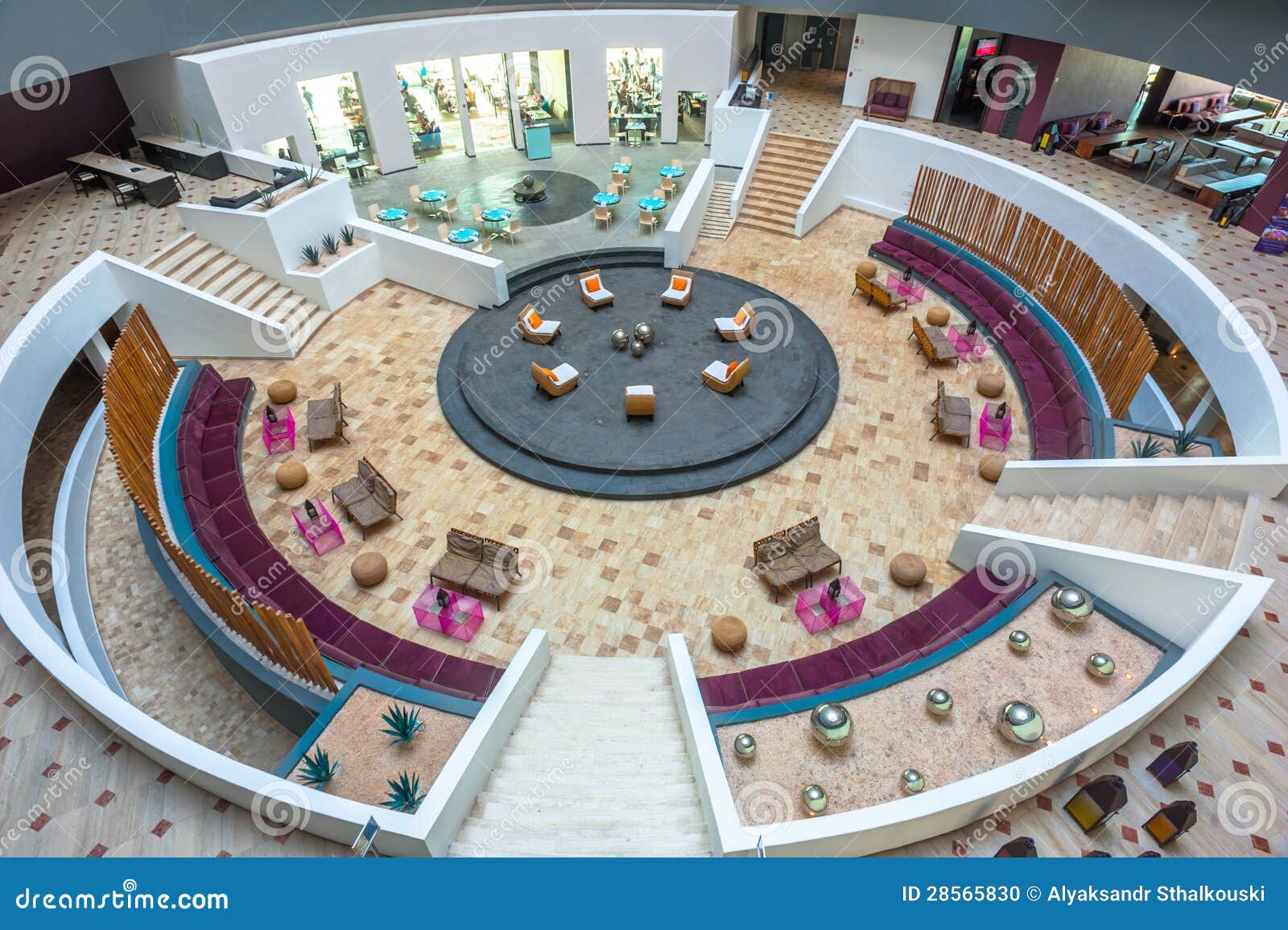 View of Interior of Modern Hotel Hall Stock Photo - Image of lamp ...