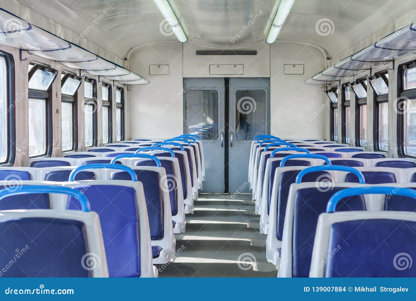 View on a Interior of a Passenger Electric Train Stock Photo - Image of ...