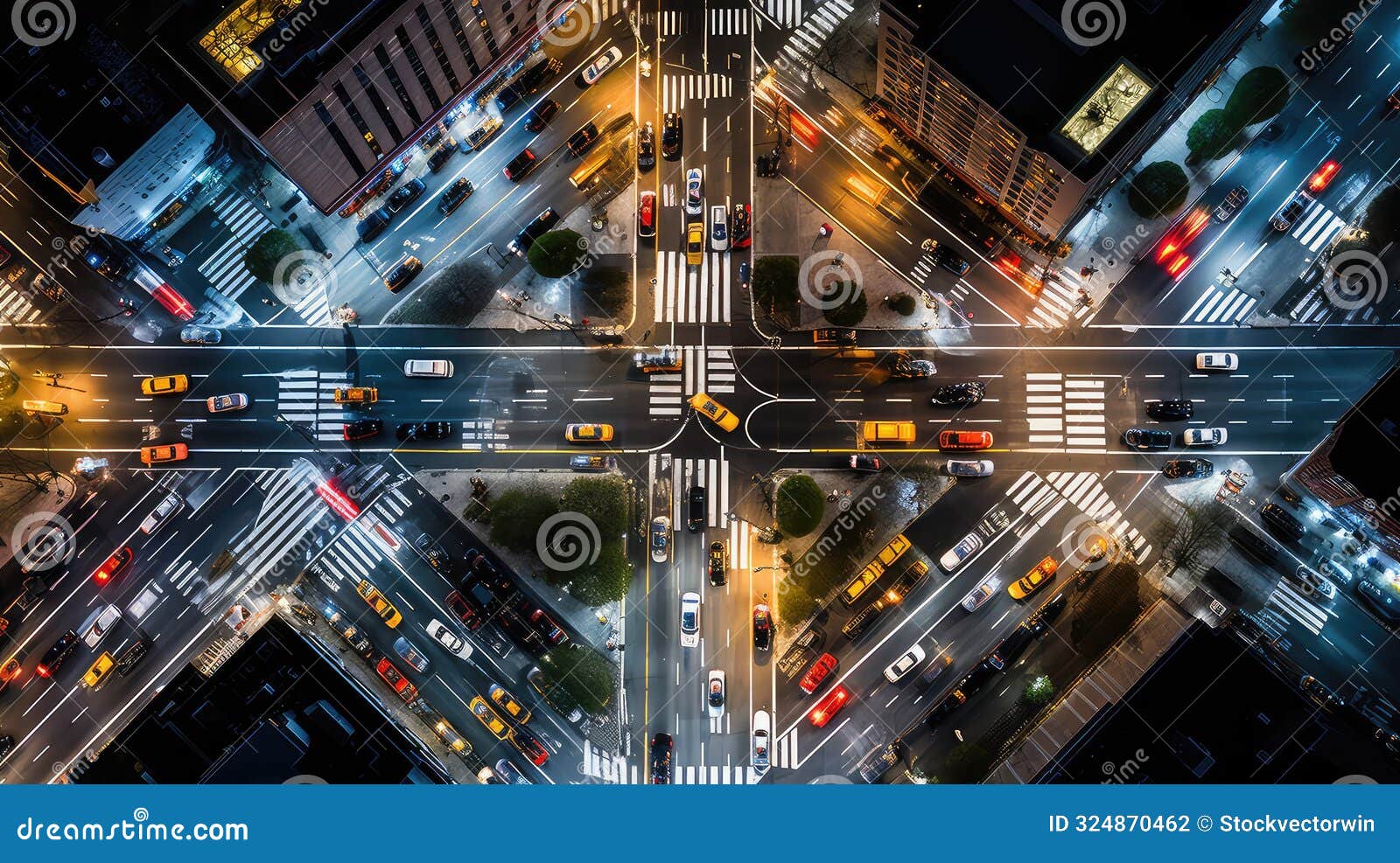 View Intersection Traffic Lights Stock Photo - Image of streets, view ...