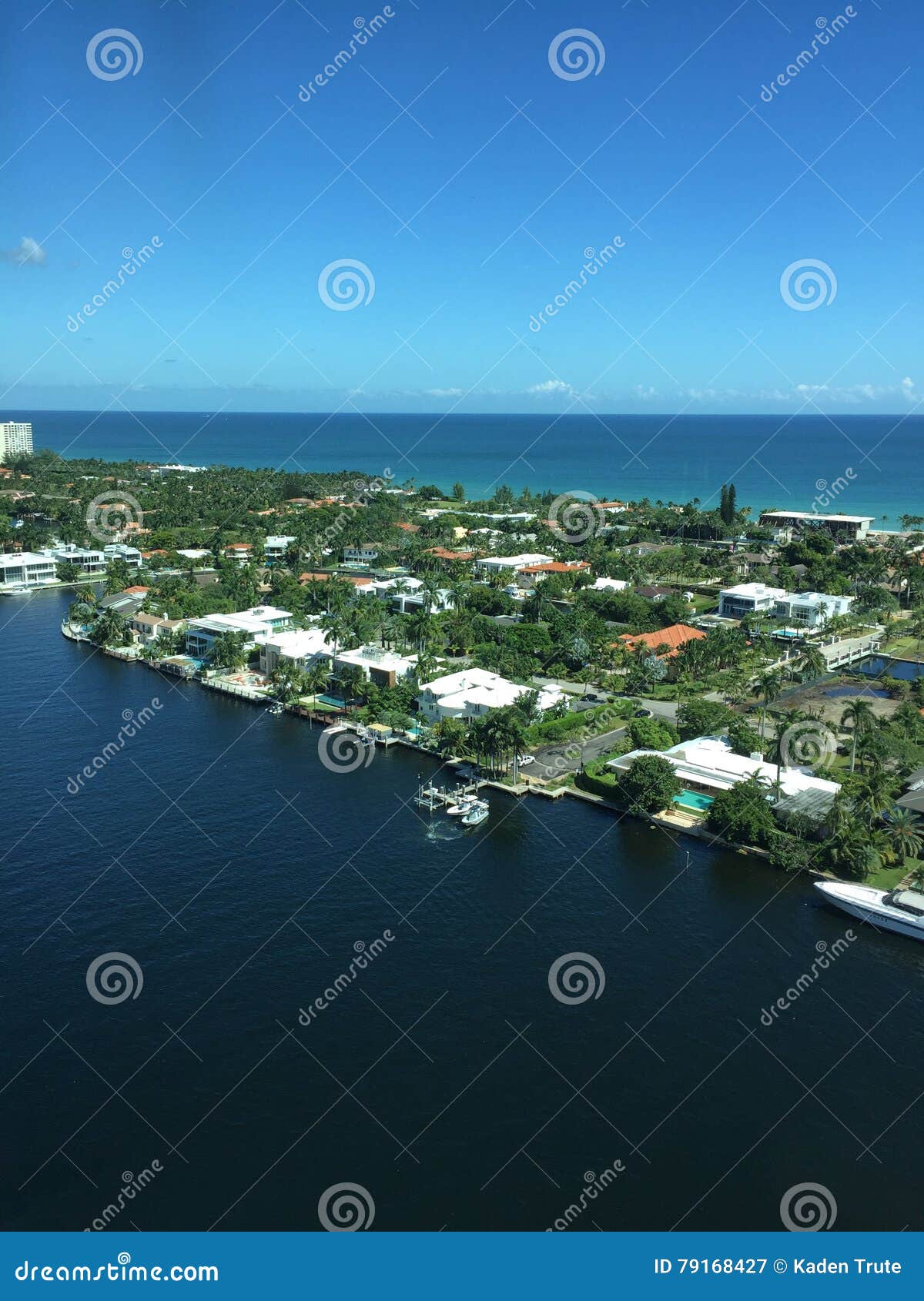 View of the Intracoastal and the Ocean Stock Image - Image of bright ...