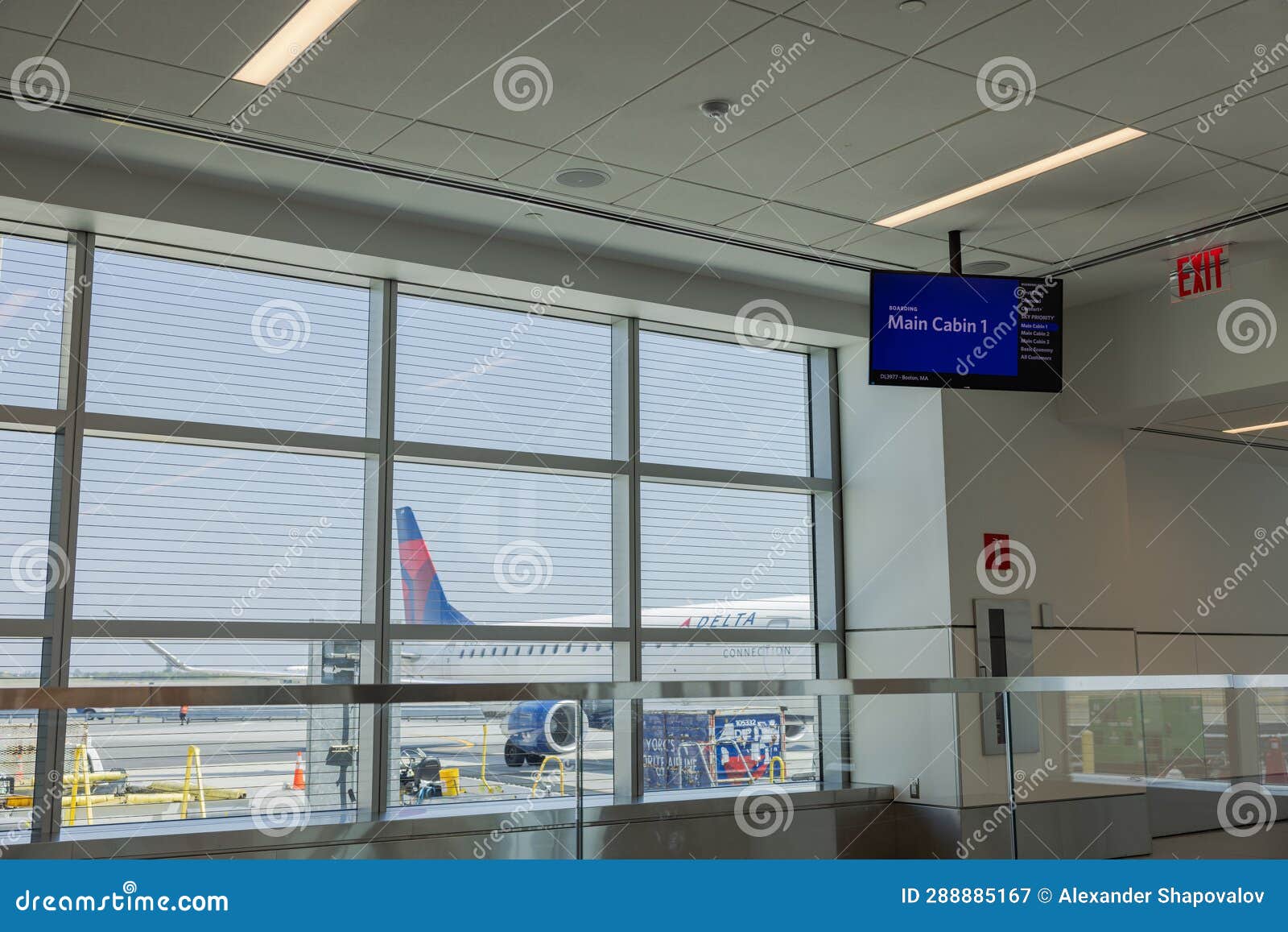 Airport for Main Cabin Passengers Going on Board with View of Parked ...