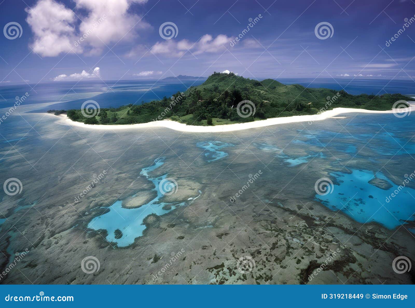 A View of the Island of Fiji Stock Illustration - Illustration of beach ...