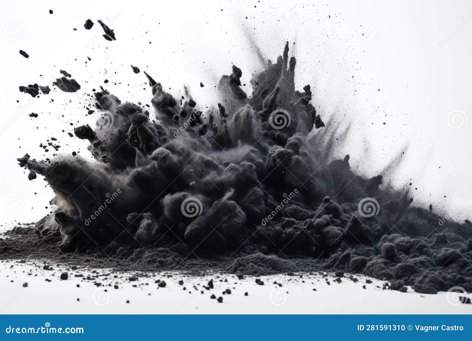 View of Isolated Coal Dust Fragments on White Background. Stock ...
