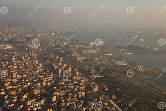 View of the Istanbul from the Plane Window Stock Photo - Image of frame ...