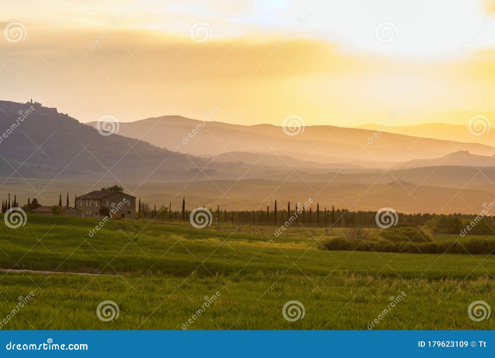 View of an Italian Rural Landscape Stock Image - Image of house, hills ...
