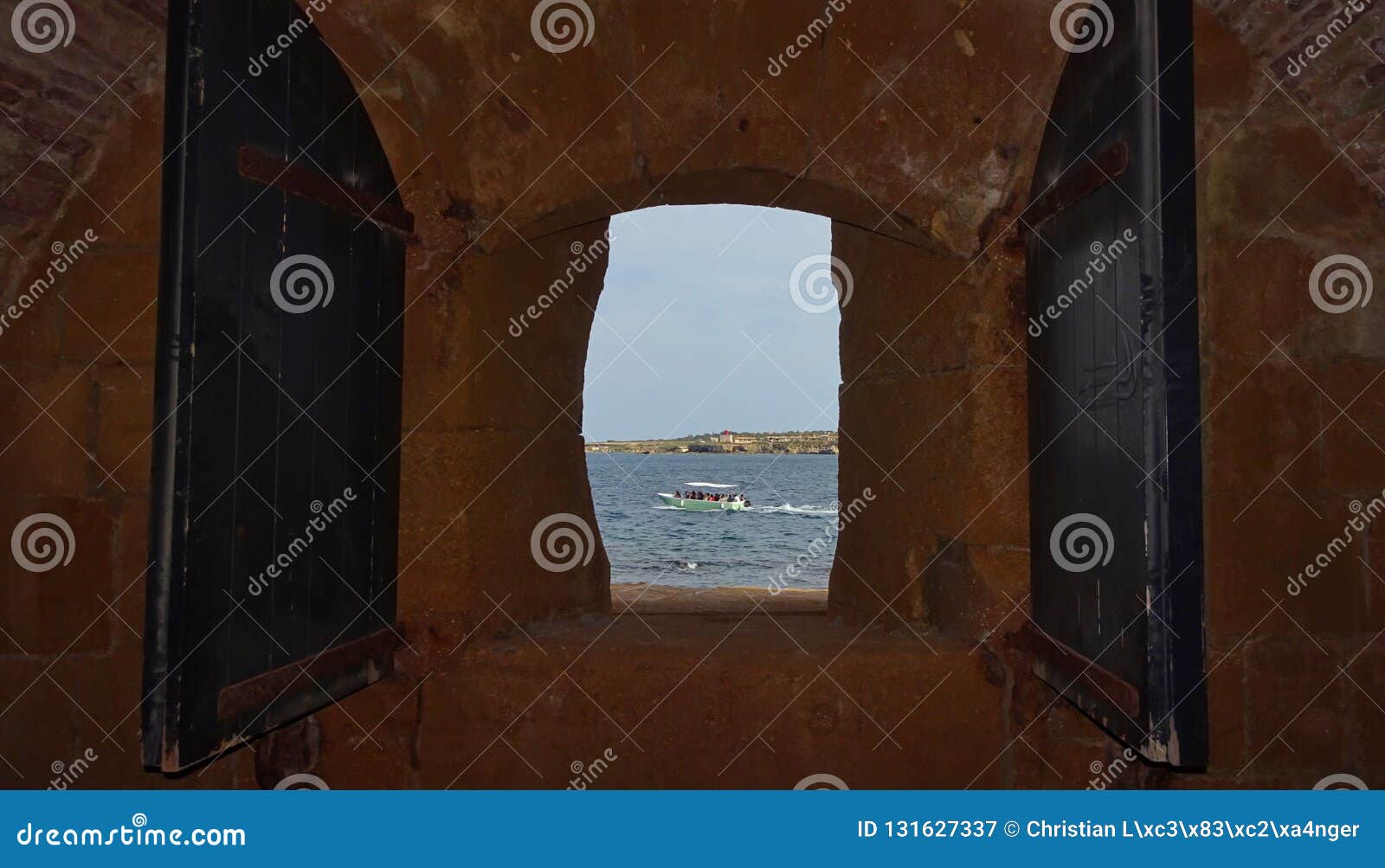 View of the Sea through an Open Window Stock Image - Image of italy ...