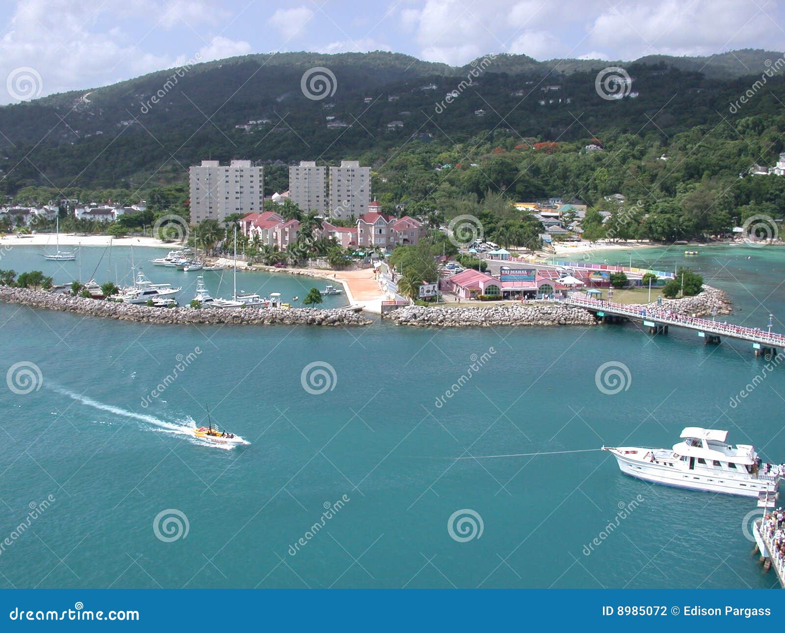 View of Jamaican Harbor stock photo. Image of hotels, mountains - 8985072