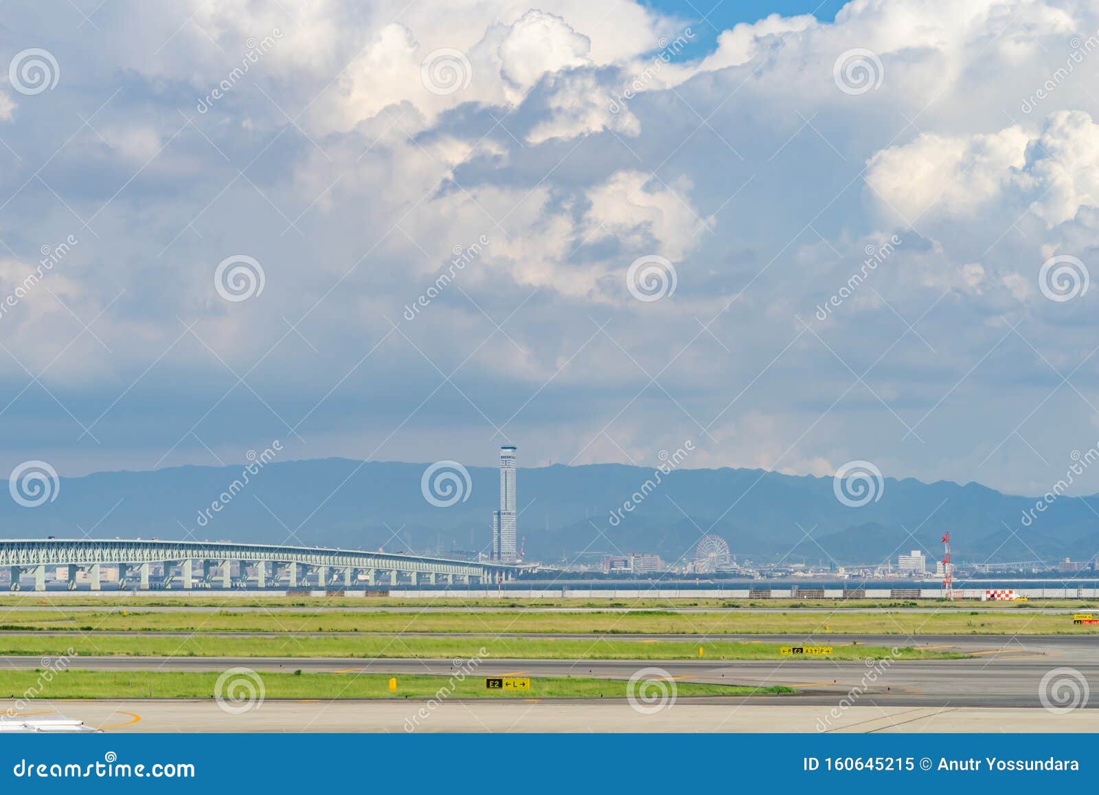 View of Japanese Runway Airport Tower Facility for Background and ...