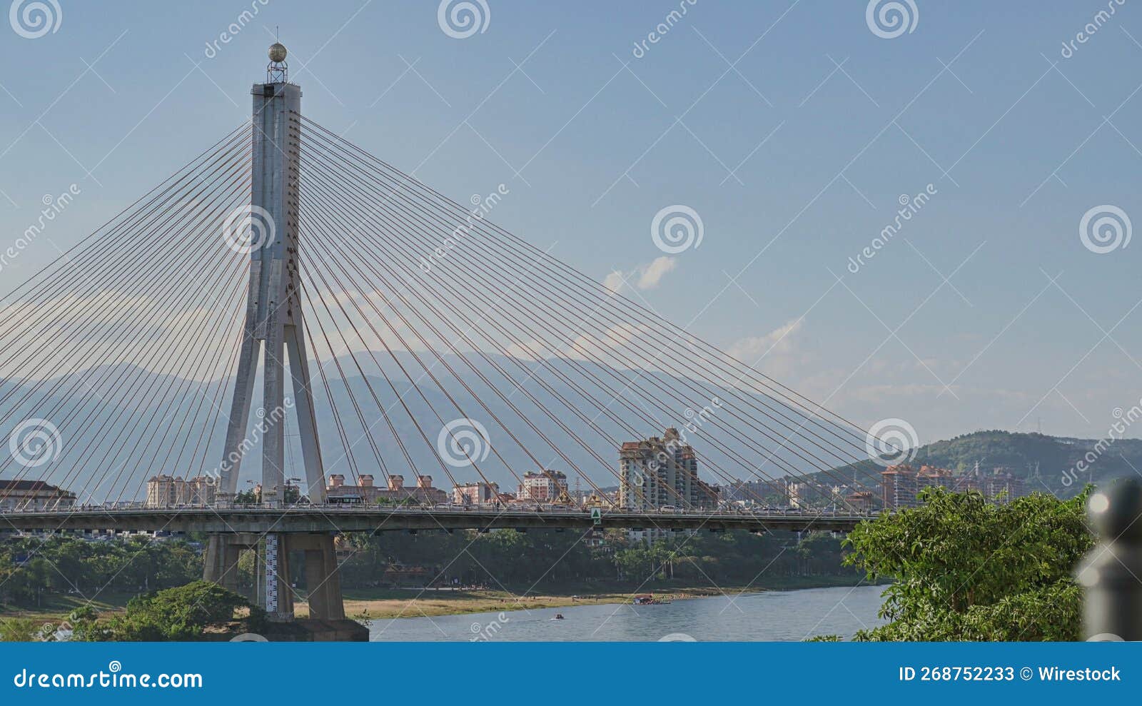 View of Jembatan 5 Barelang Bridge before the Blue Evening Sky Stock ...