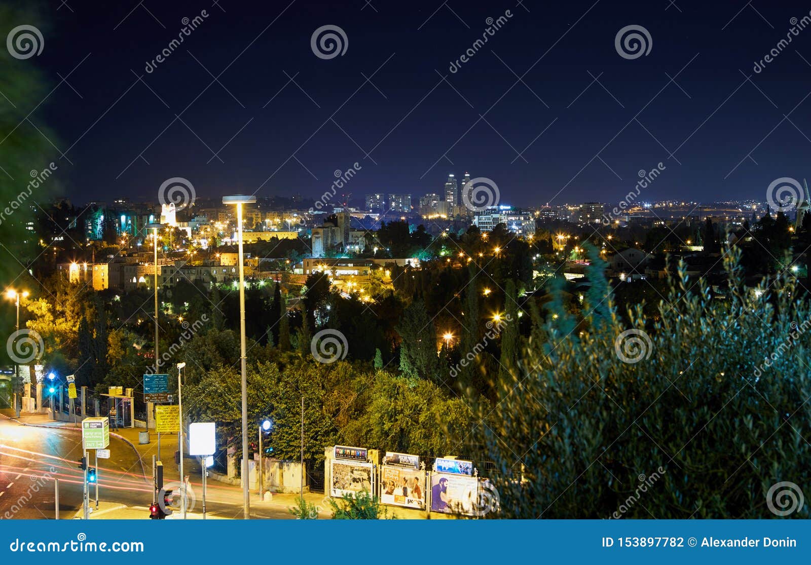 View of Jerusalem at Night with Beautiful Lighting Editorial ...