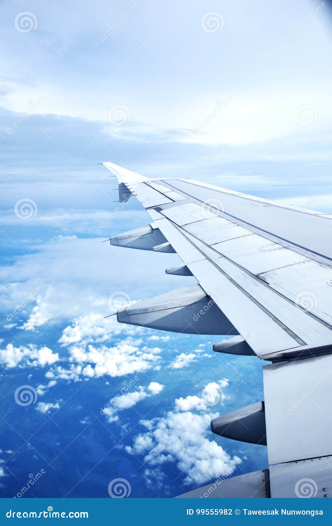 View of jet plane wing stock photo. Image of scenic, land - 99555982