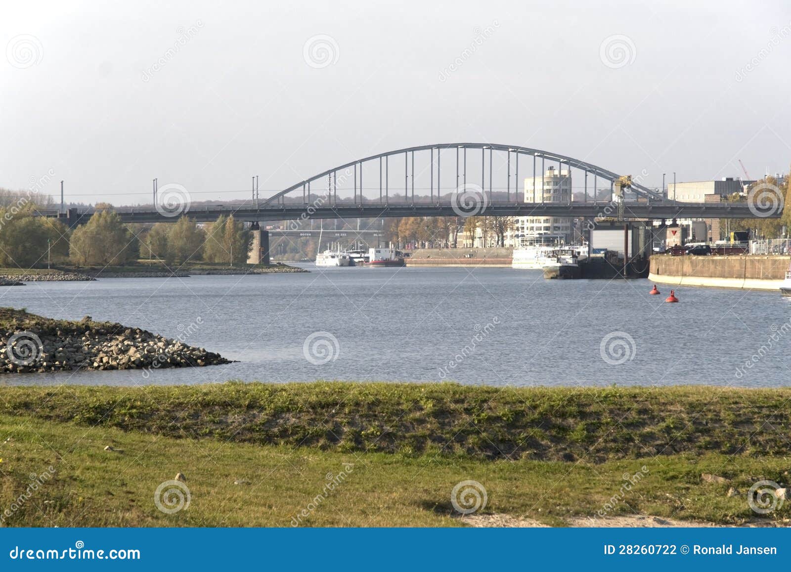 View of the John Frost Bridge in Arnhem Stock Photo - Image of river ...
