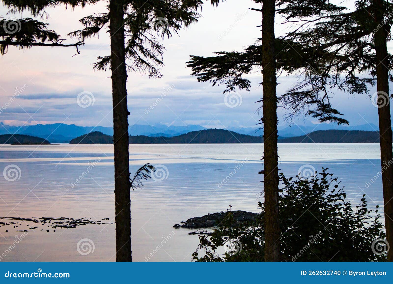 View of the Johnstone Strait in Canada Stock Photo - Image of side ...