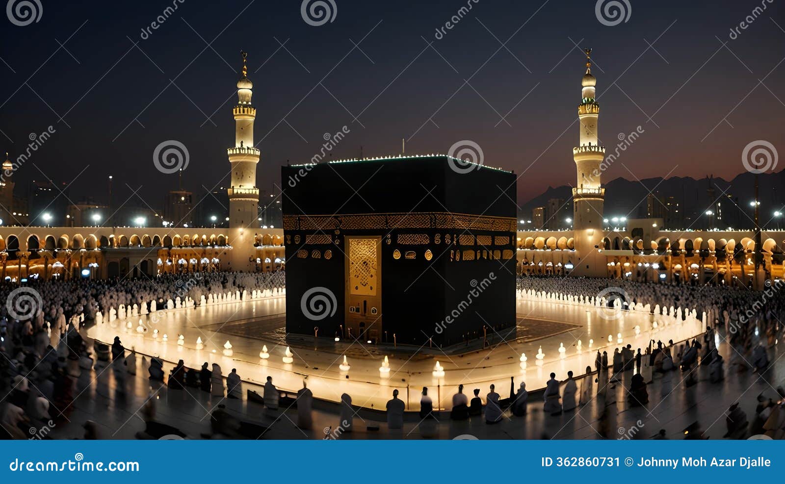 A View Of The Kaaba In Makkah, Illuminated By Soft Light During Evening ...