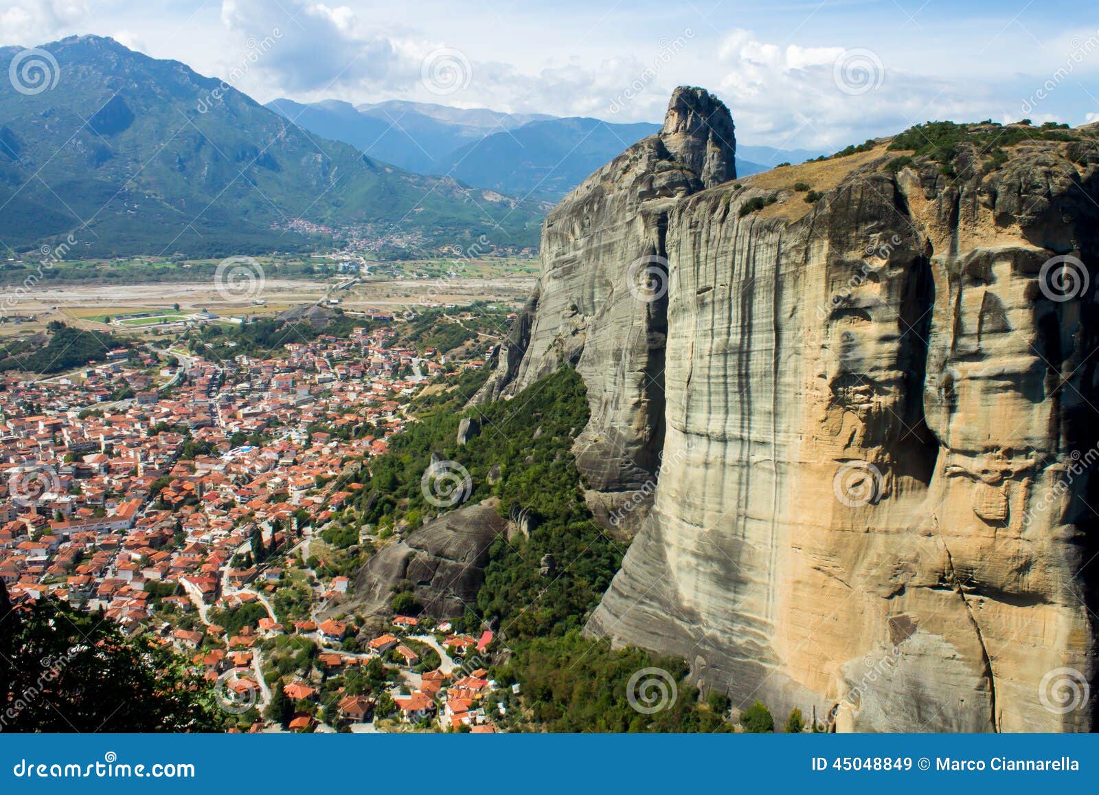 View on kalambaka stock image. Image of greek, cliffs - 45048849