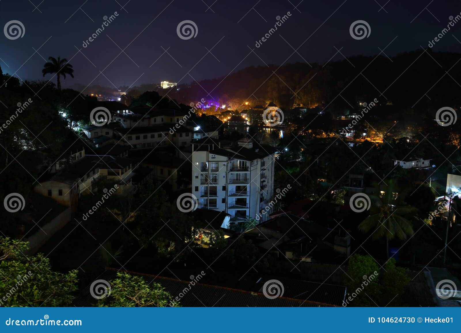 View of Kandy in the night stock photo. Image of asia - 104624730