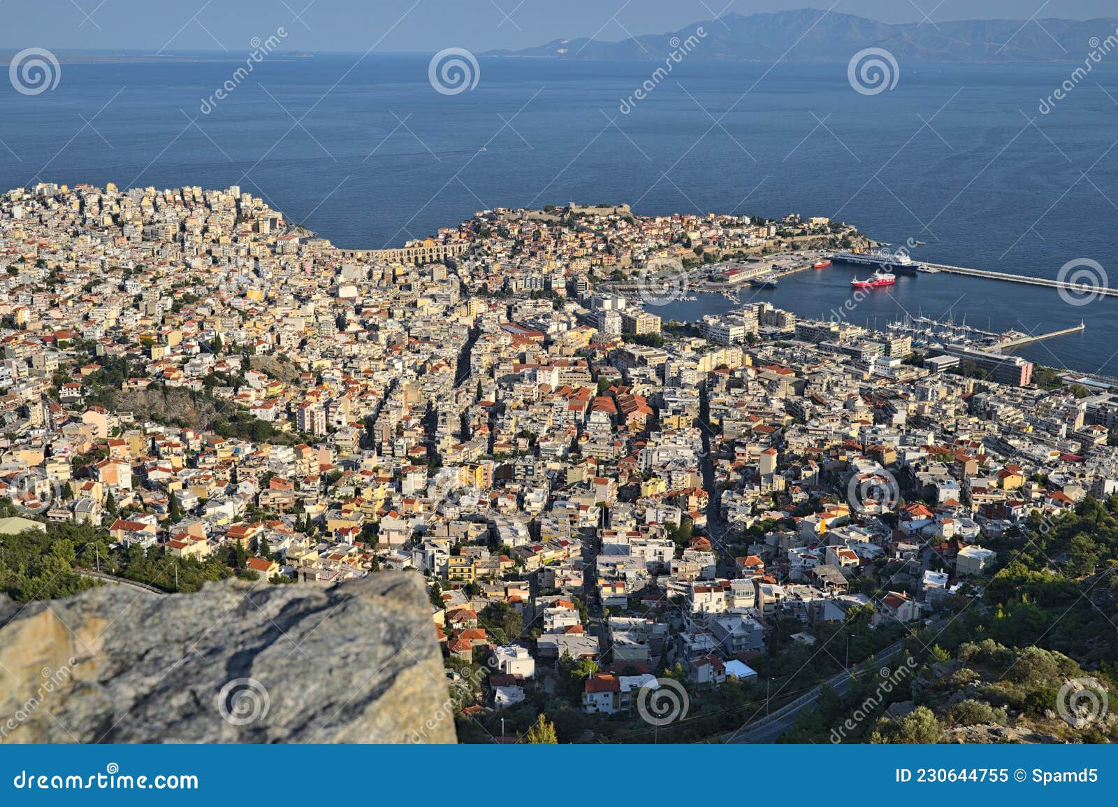 View of Kavala in Greece from a Viewpoint Stock Image - Image of ...