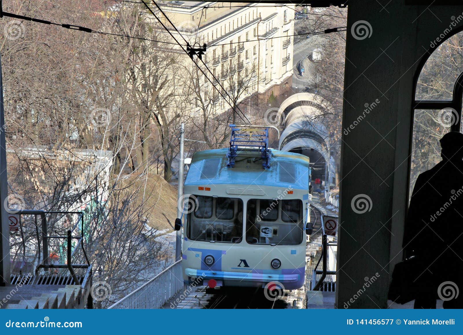 View of the Kiev Funicular Leading from the Hill To the Riverfront ...