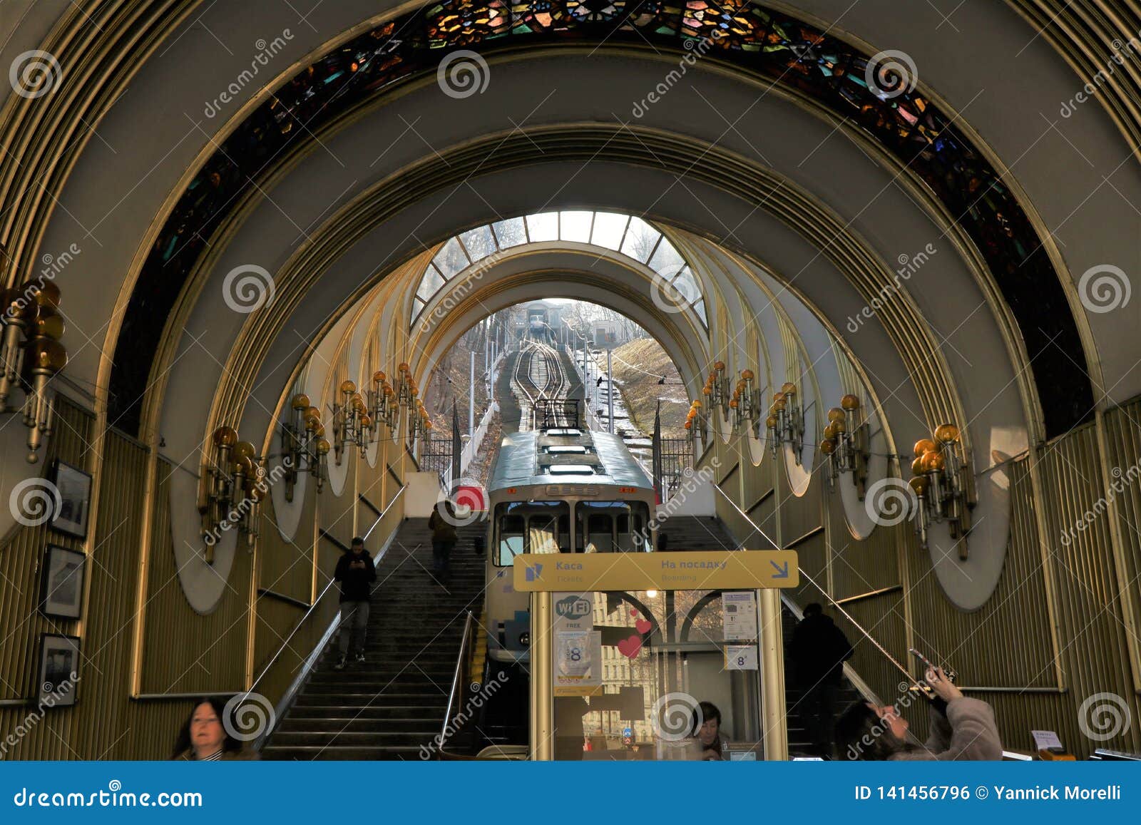 View of the Kiev Funicular Leading from the Hill To the Riverfront ...
