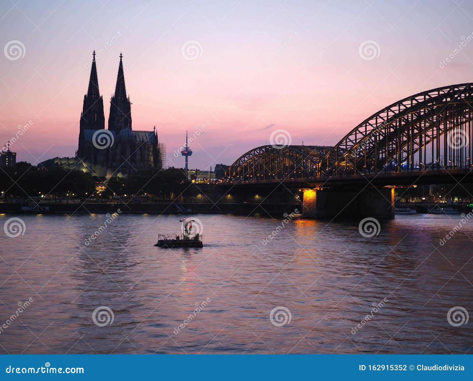View of Koeln stock photo. Image of cityscape, nighttime - 162915352