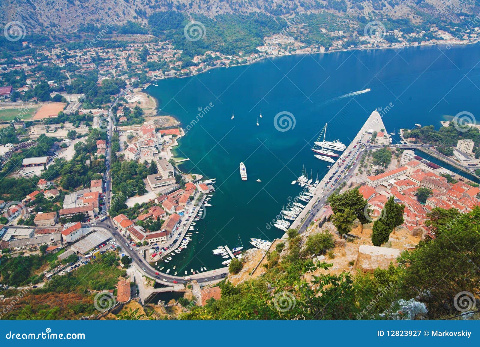 View of the Kotor and Kotor Bay Stock Image - Image of coast, high ...