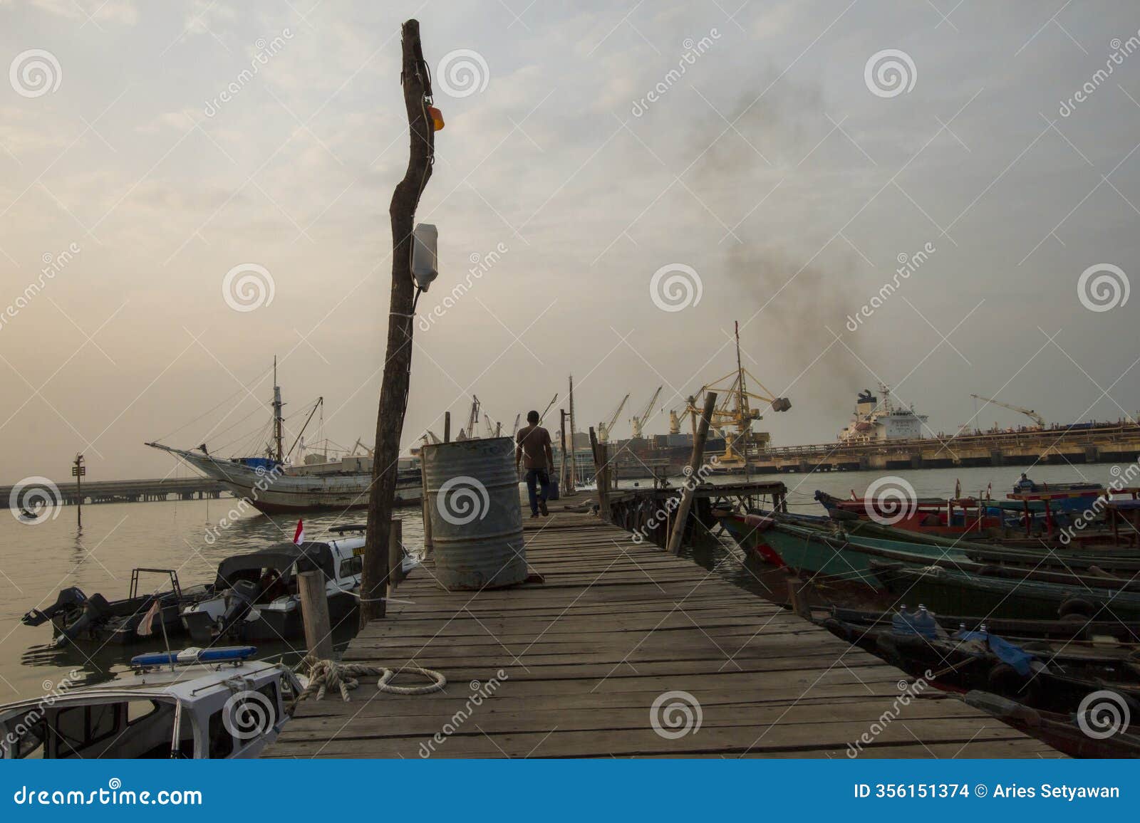 View of Kroman Traditional Port, Gresik, East Java, Indonesia Stock ...