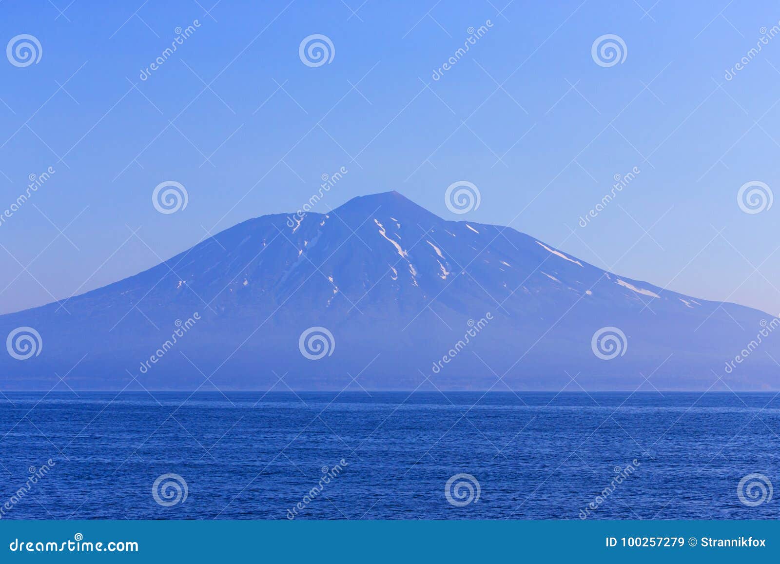View on a Kunashir Island with Volcano Tyatya Stock Image - Image of ...