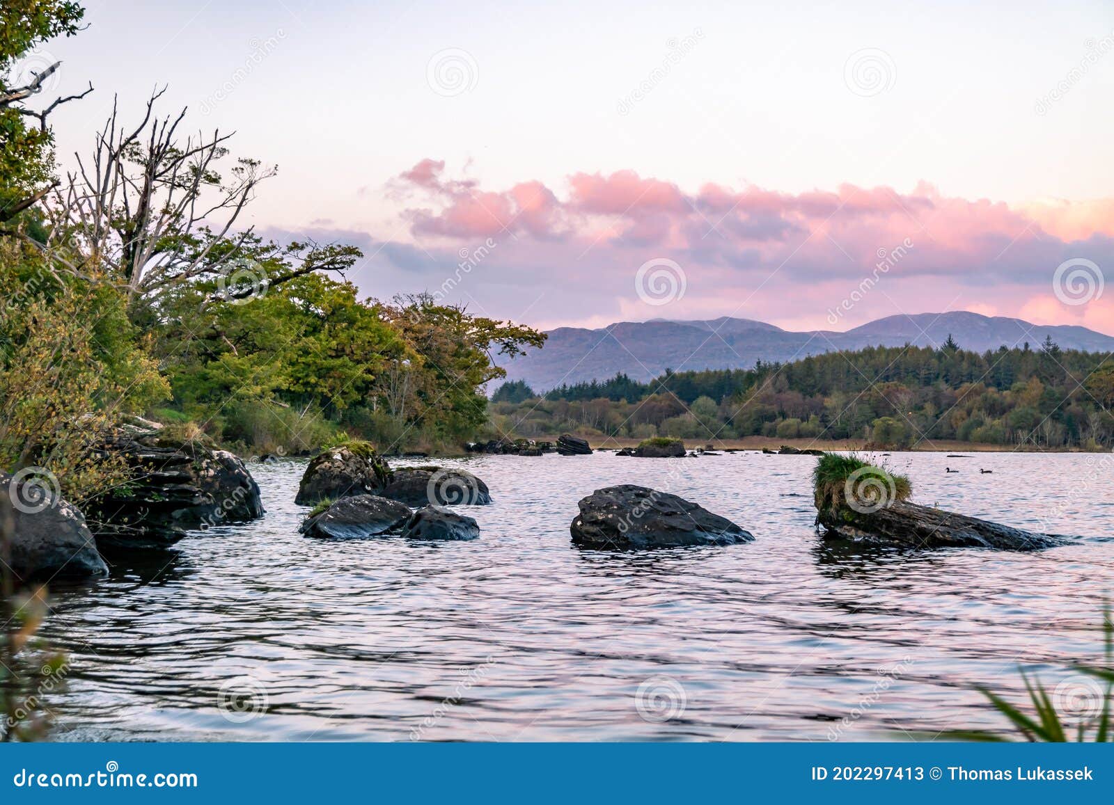 View of the Lake Eske in Donegal, Ireland Stock Image - Image of clouds ...