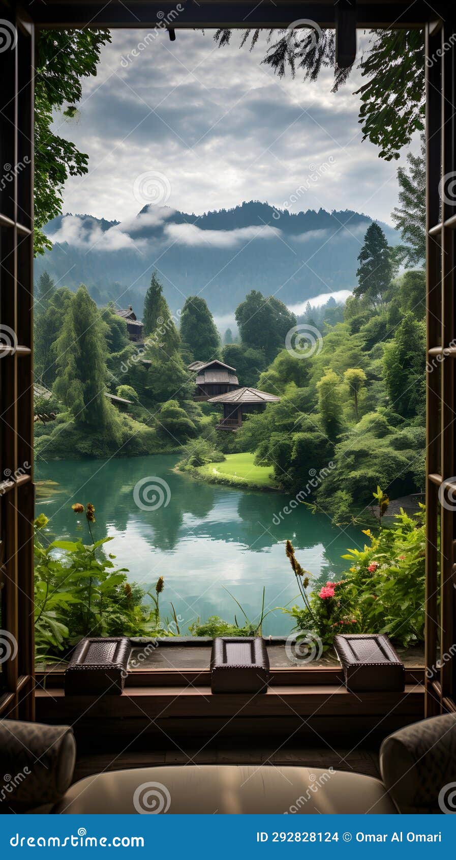 A View of a Lake through an Open Window Window View from Resort Window ...