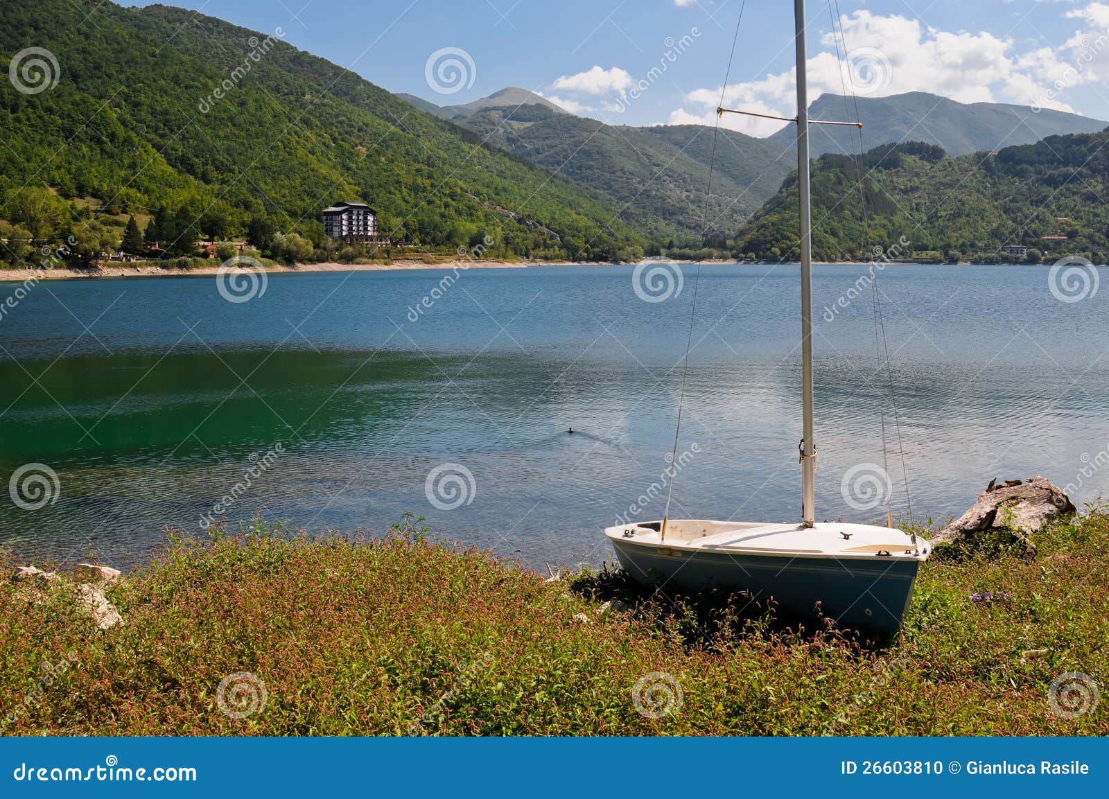 View of Lake Scanno in Italy Stock Photo - Image of high, landmark ...