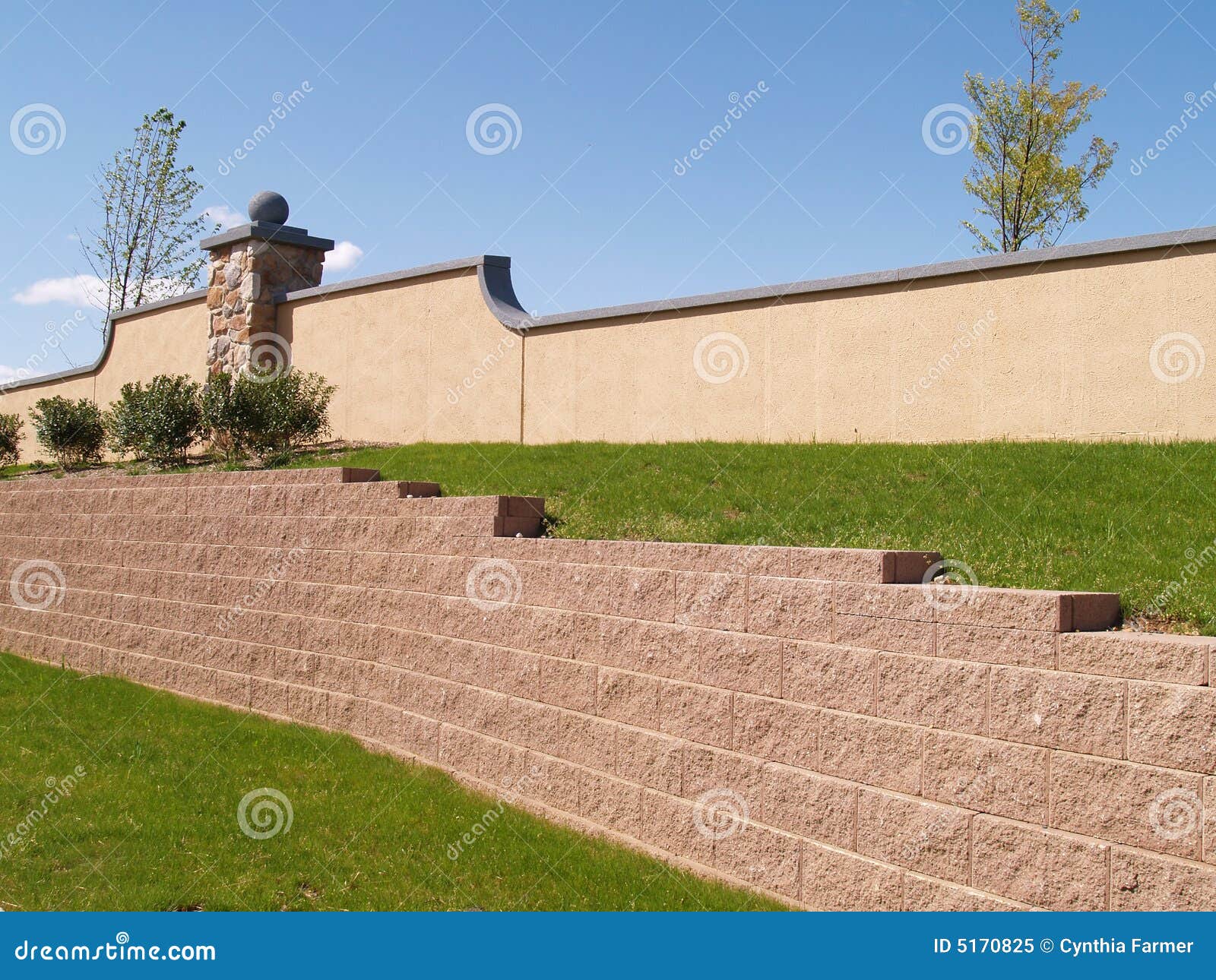 View of a Landscaping Retaining Wall Stock Image - Image of countryside ...