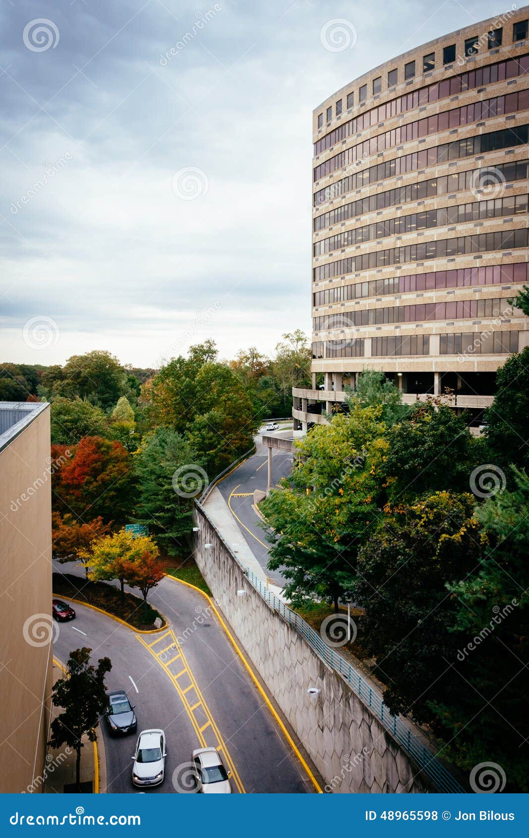 View of a Large Circular Building in Towson, Maryland. Stock Photo ...