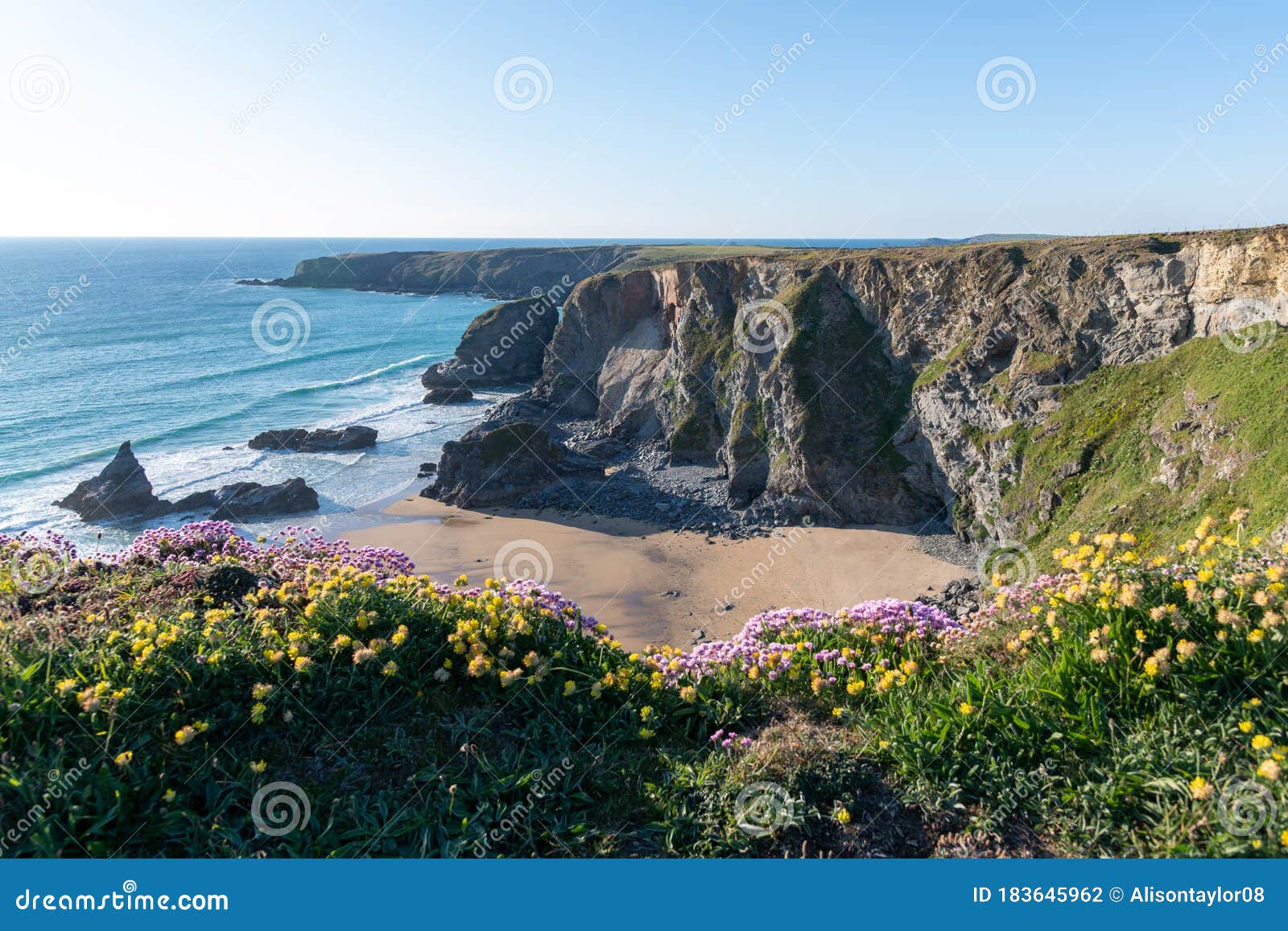 View of a Large Cliff Fall on the Coast of Cornwall Stock Photo - Image ...