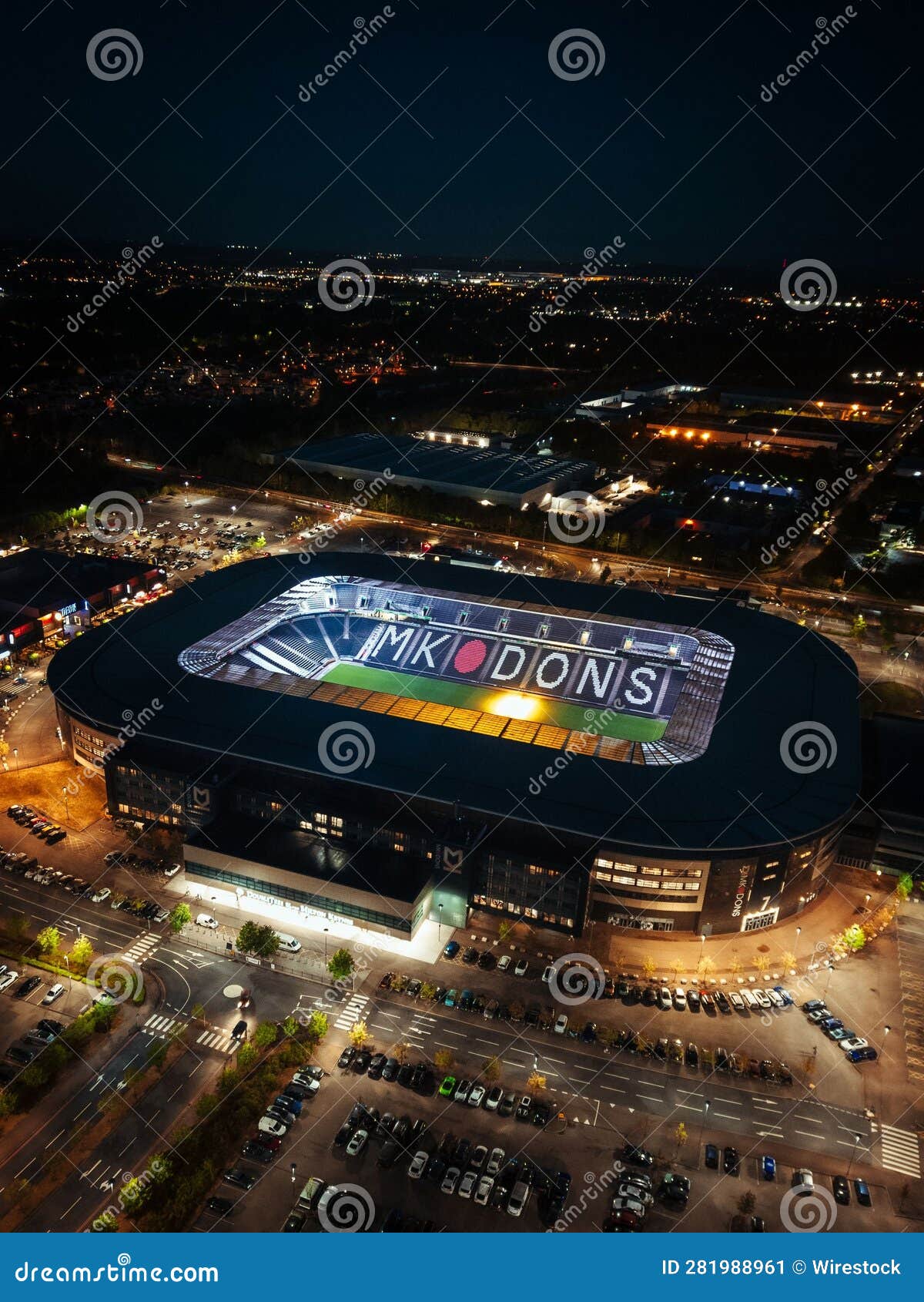 View of a Large MK Dons Stadium Complex, Illuminated at Night Editorial ...