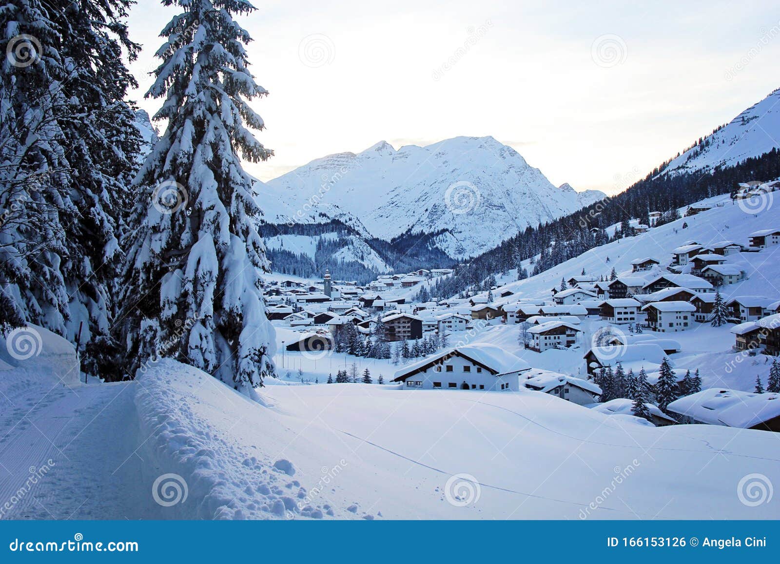 View of Lech am Arlberg, Austria at Winter Stock Photo - Image of ...