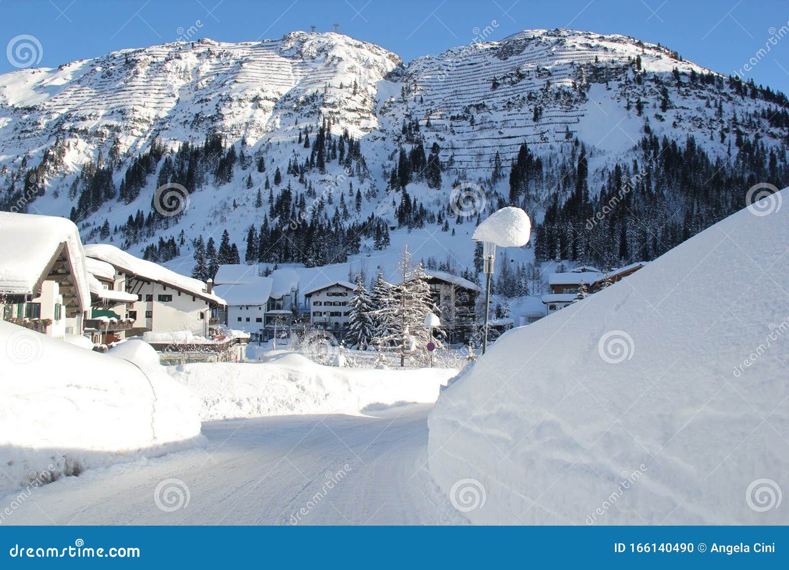 View of Lech am Arlberg in Winter at the Austrian Alps Mountains Stock ...