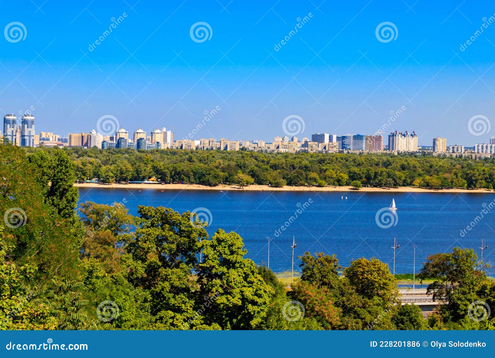 View of Left Bank of the Dnieper River in Kiev, Ukraine Stock Photo ...