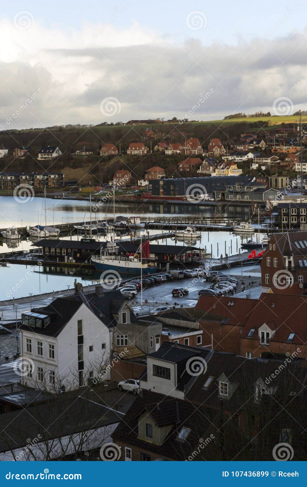 View of Lemvig harbor stock image. Image of beautiful - 107436899
