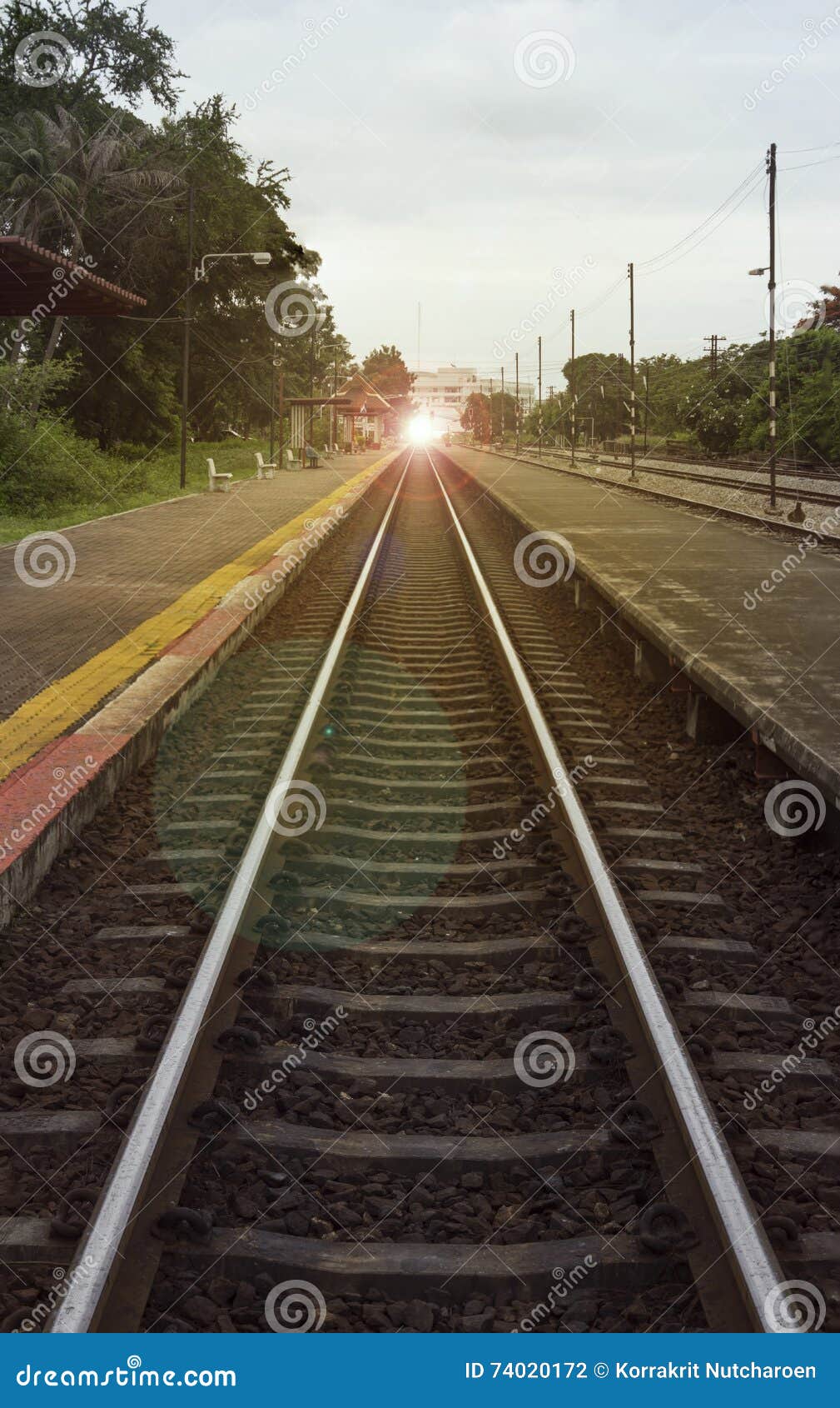 View of the Length of Railway with Pavement at Left and Right Side of ...