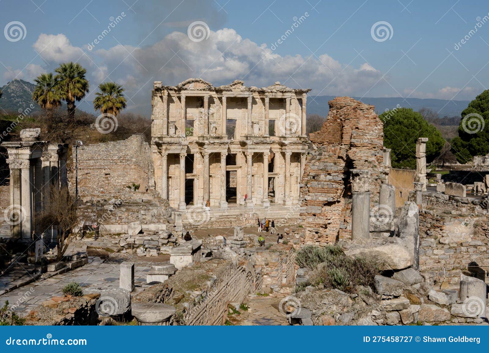 View of the Library of Celsus in Ephesus, Turkey, a Magnificent and ...