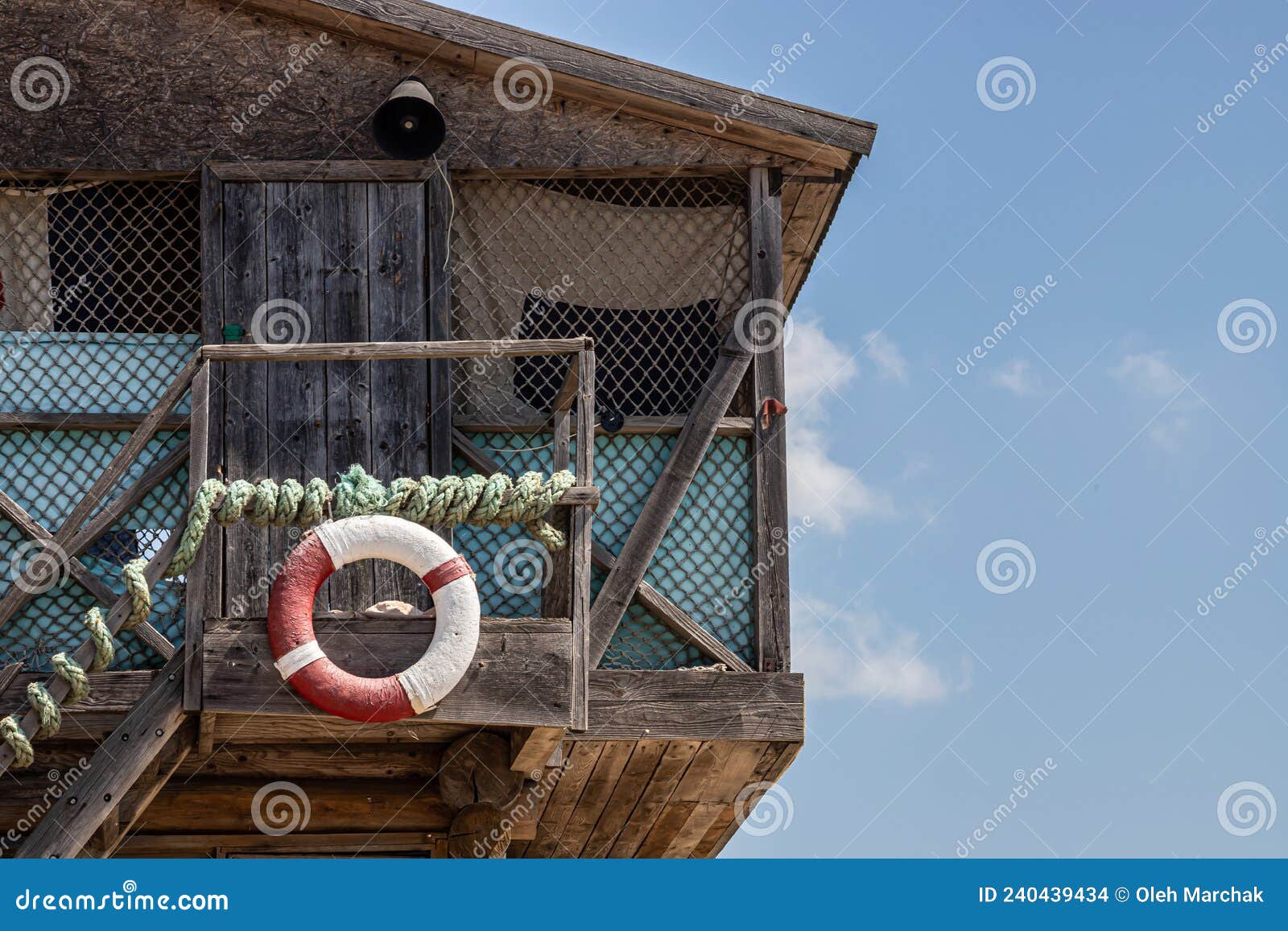 View of Lifeguard Float on Beach House Stock Photo - Image of white ...