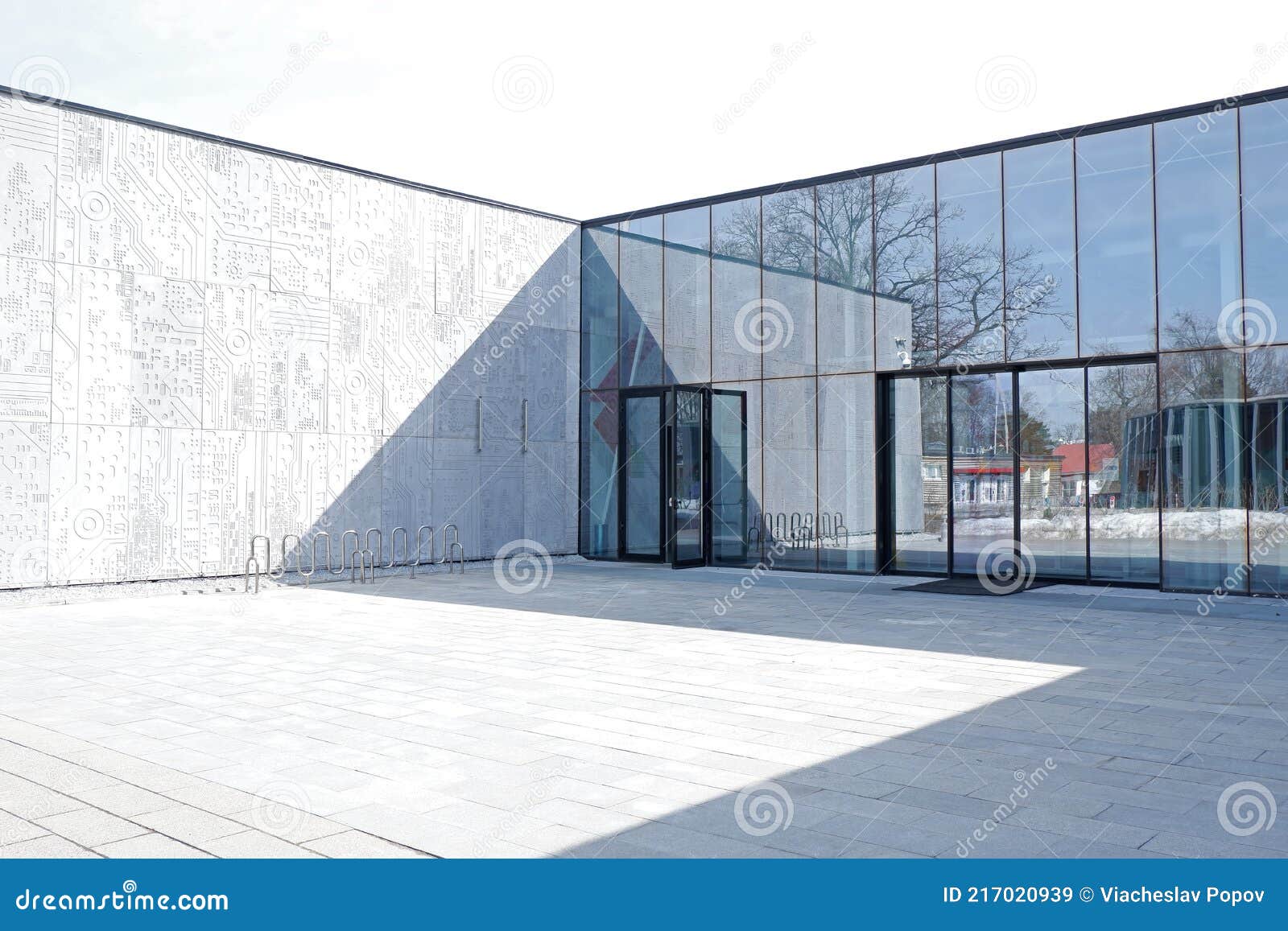 View of Light Glass Building Stock Image - Image of blueprint ...