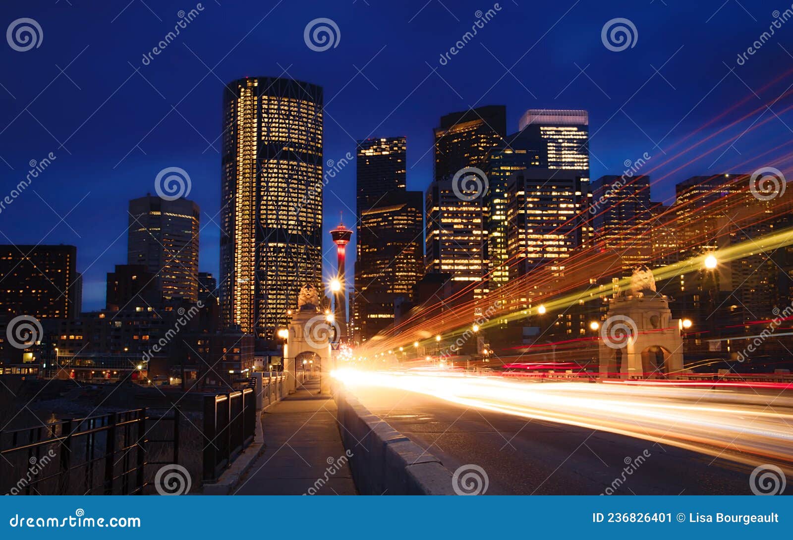 Calgary Light Trails at Night Editorial Photo - Image of building ...