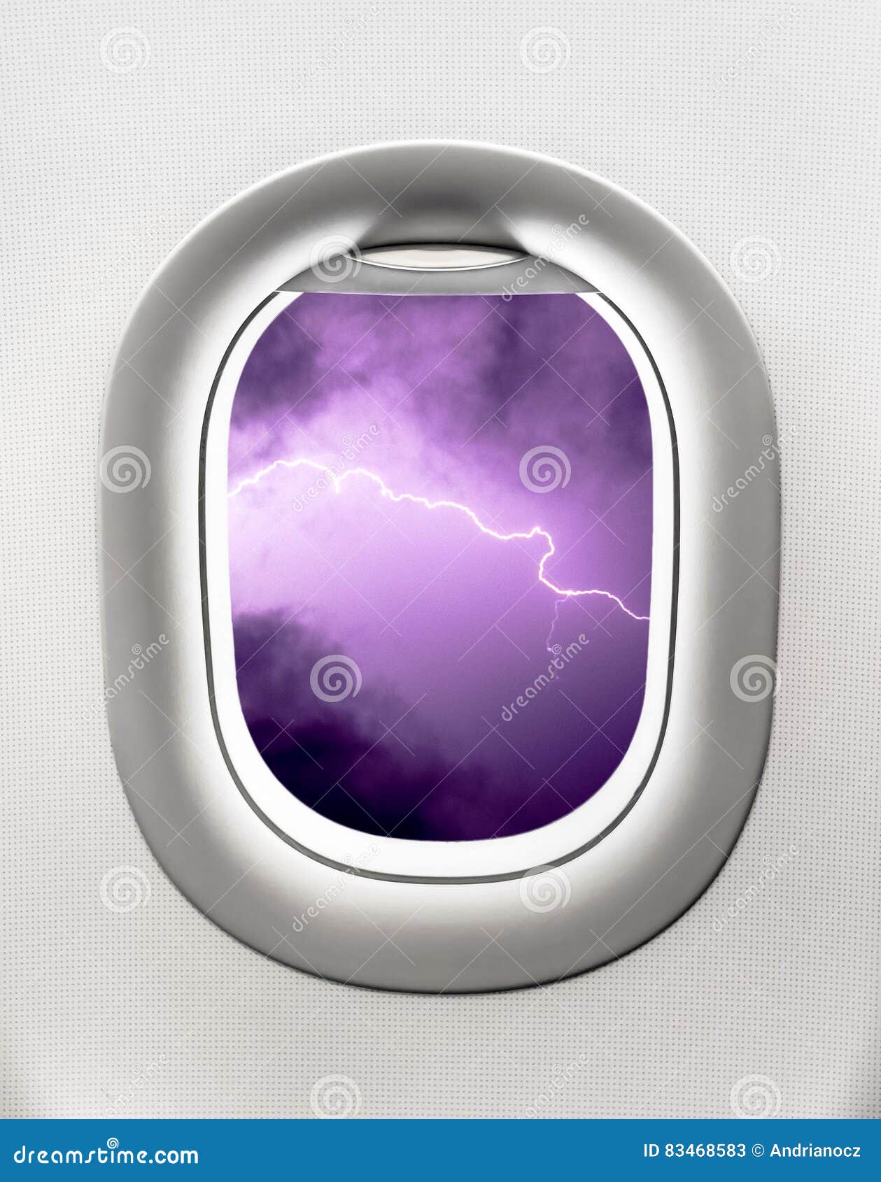View of Lightning Storm from Airplane Window - Turbulence Stock Image ...