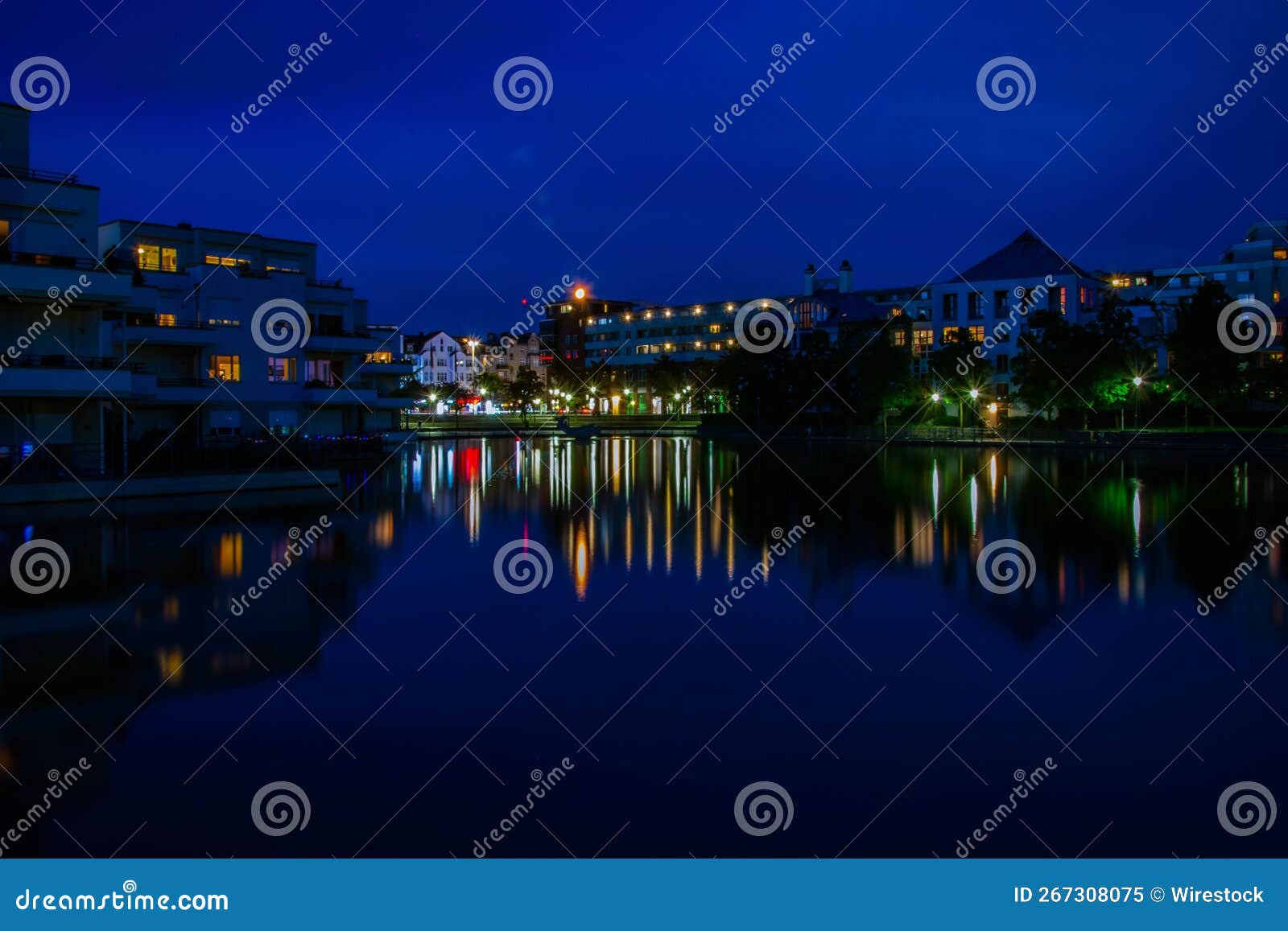 View of Lights from Buildings in Stuttgart, Germany Reflected in the ...